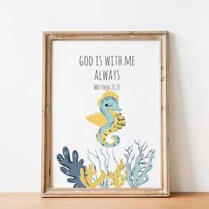 Kids Ocean Themed Bible Verse Printable Wall Art, Christian Nursery ...