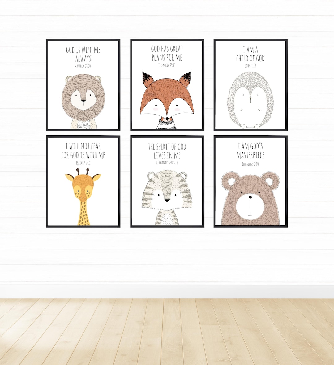 Woodland Animals Bible Verse Printable Wall Art Set of 6, Digital ...