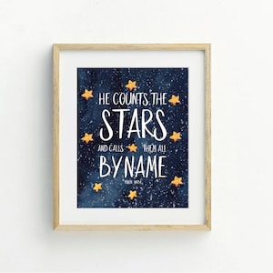 Psalm 147:4 Space Themed Printable Wall Art, Digital Download ...