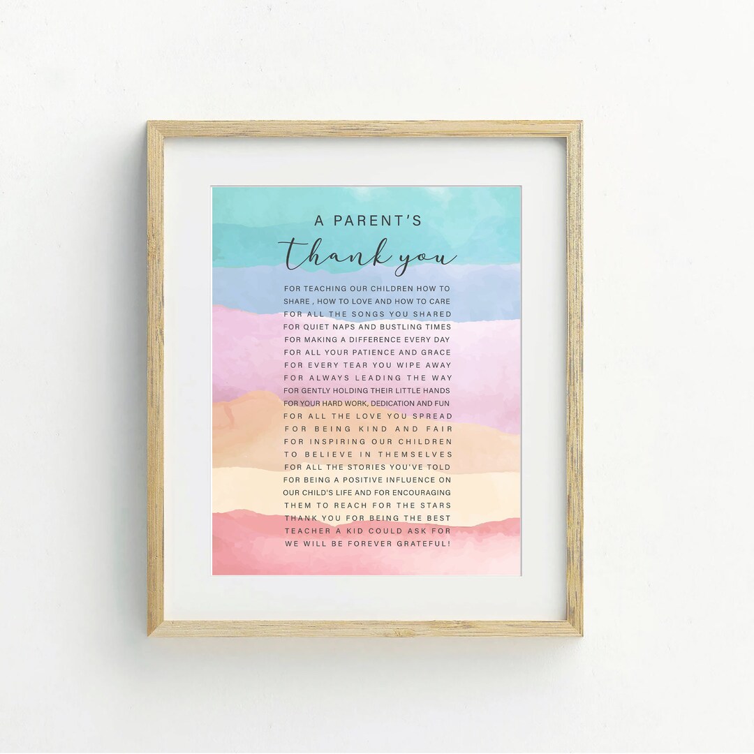 A Parents Thank You Printable Wall Art, Digital Download, Nursery ...