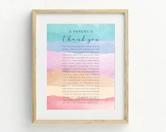 A Parents Thank You Printable Nursery Teachers Teaching Teacher's Day ...