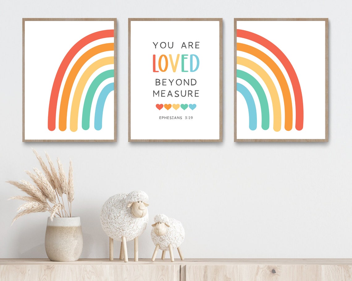 Rainbow With Bible Verse Prints Printable Wall Art Digital - Etsy