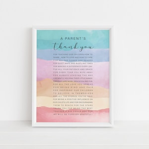 A Parents Thank You Printable Wall Art, Digital Download, Nursery ...