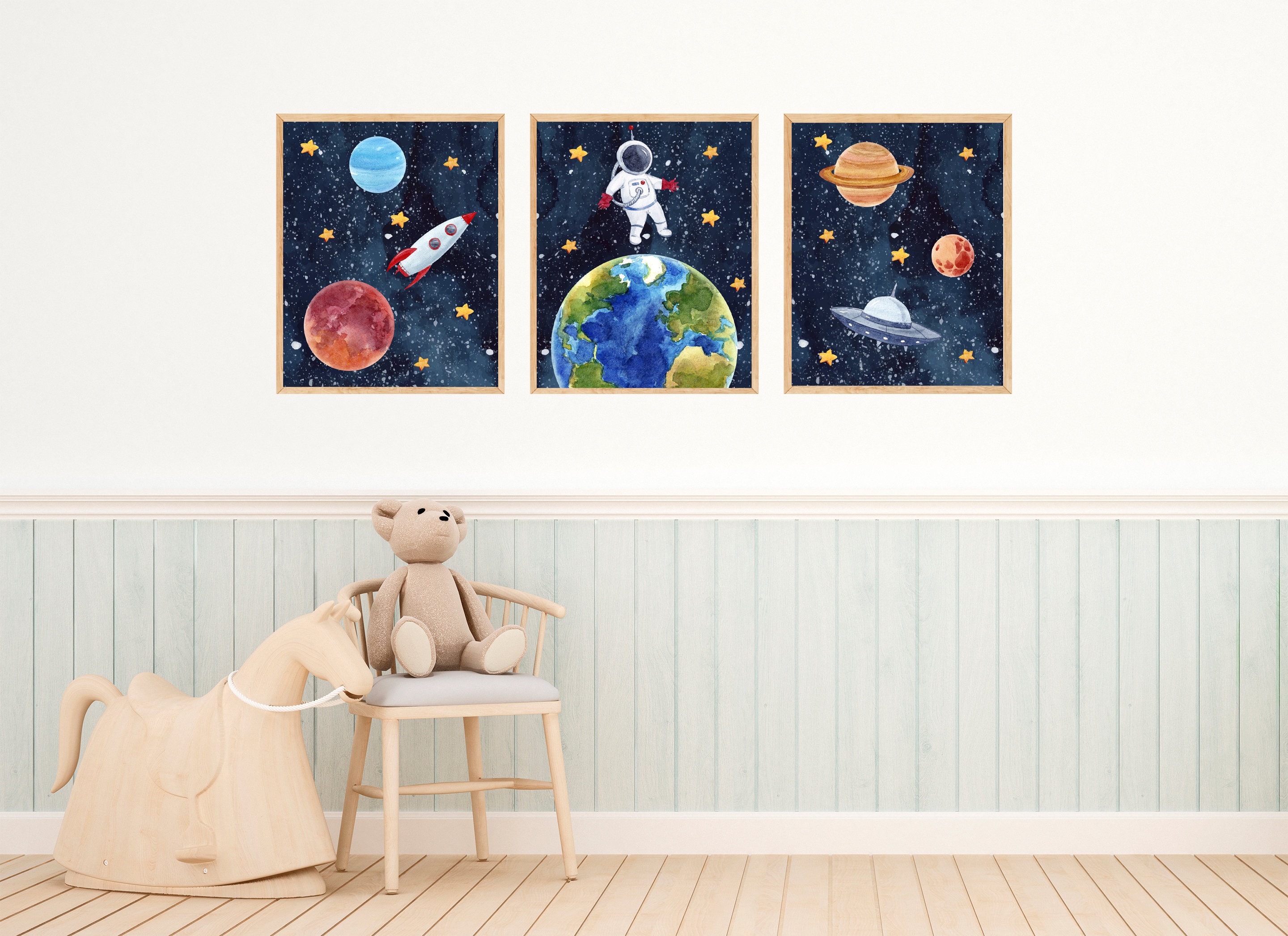 Watercolor Outer Space Printable Wall Art Set of 3 Digital | Etsy