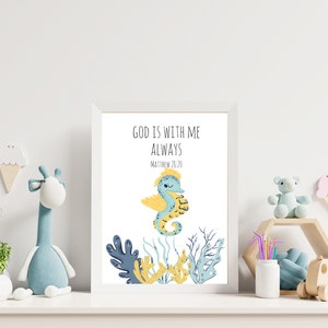 Kids Ocean Themed Bible Verse Printable Wall Art, Christian Nursery ...