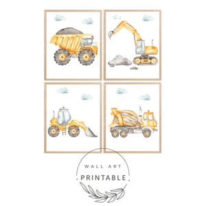 Construction Trucks Printable Wall Art Set of 4, Digital Download ...
