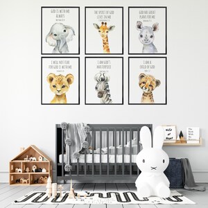 Baby Safari Animals With Bible Verses Printable Wall Art, Digital ...
