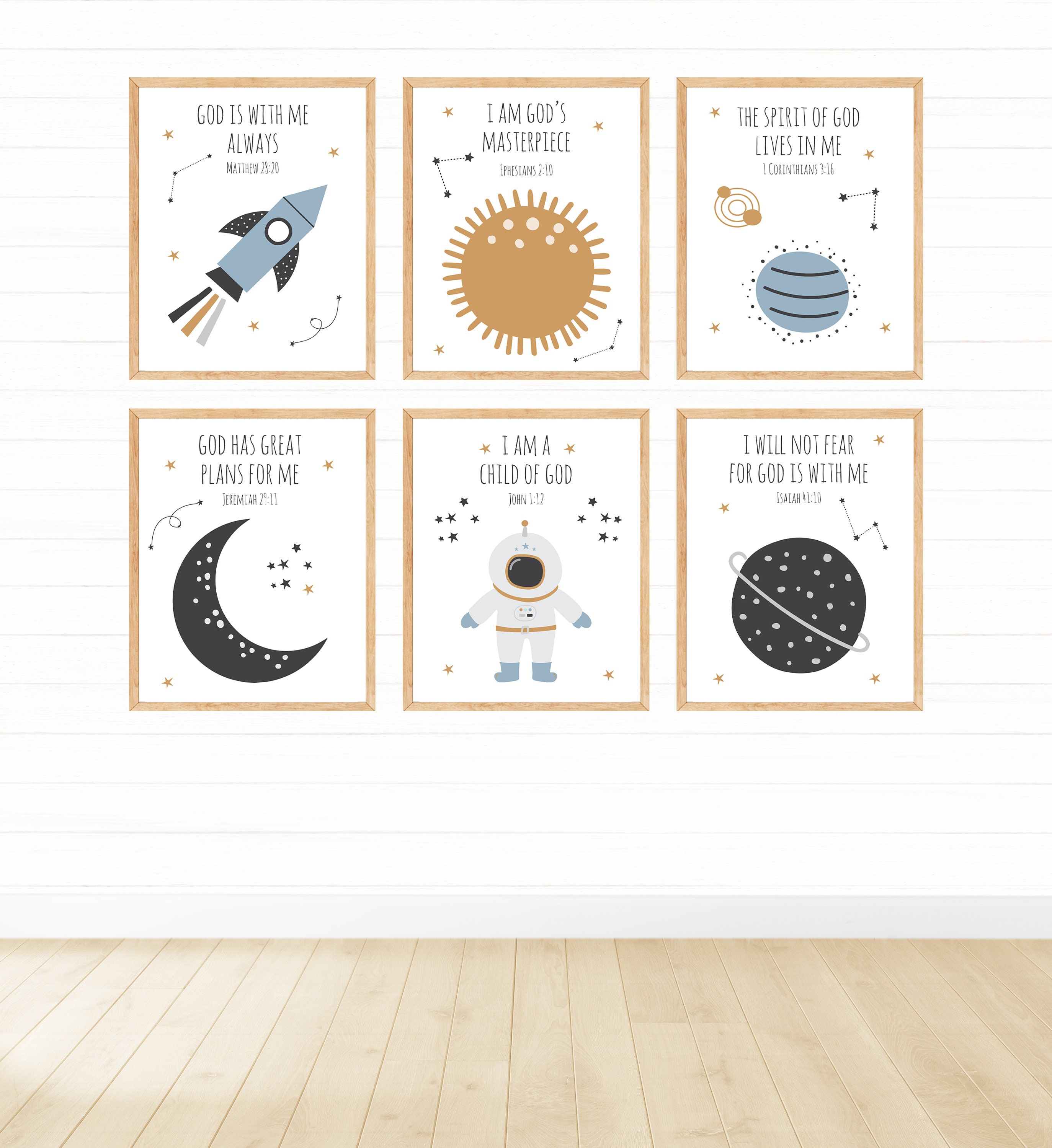 Space Bible Verse Nursery Wall Art: Printable Christian Scripture ...
