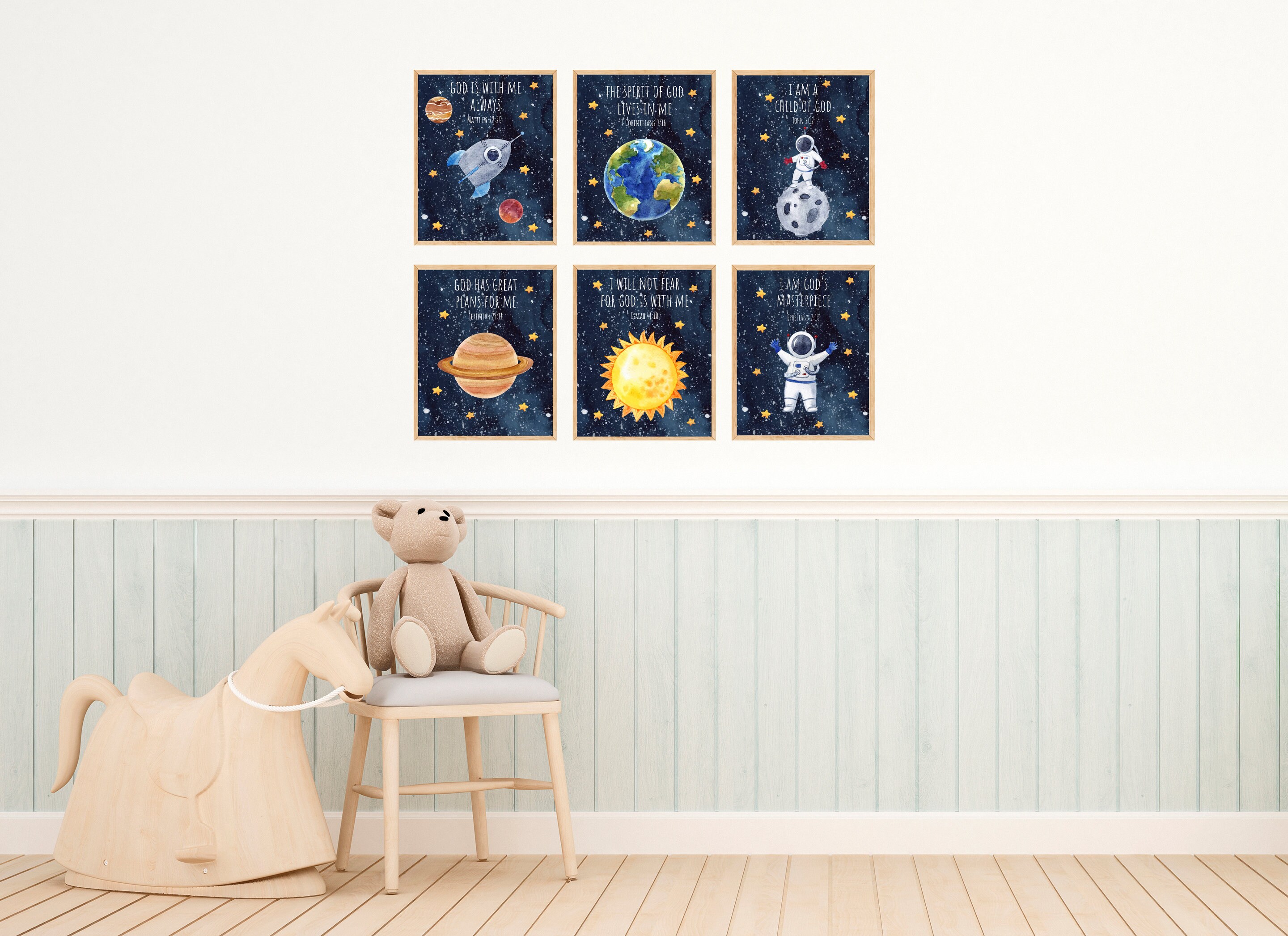 Space Bible Verse Print Set: Printable Celestial Nursery Decor (digital ...