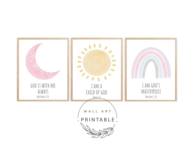 Bible Verse Wall Art Set Printable Wall Art Digital - Etsy