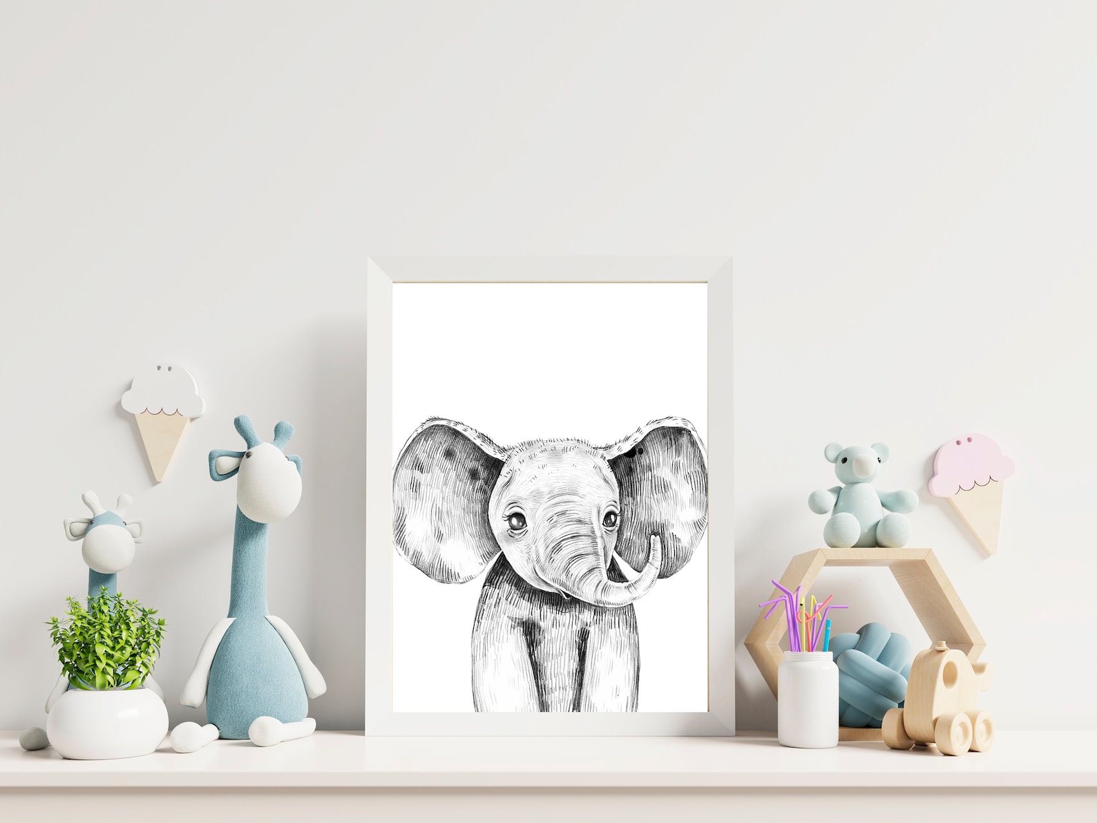 Printable Black and White Safari Animals Wall Art Set Digital - Etsy