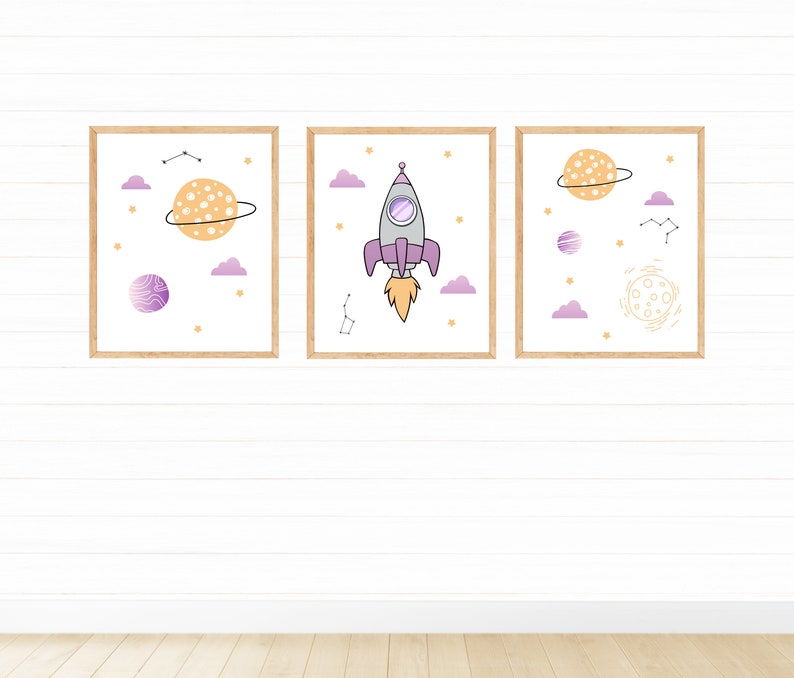 Space Girls Room Wall Art Digital Download Printable Wall | Etsy