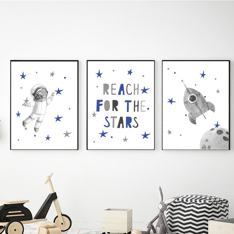Space Wall Art Set Digital Download Printable Wall Art Grey | Etsy