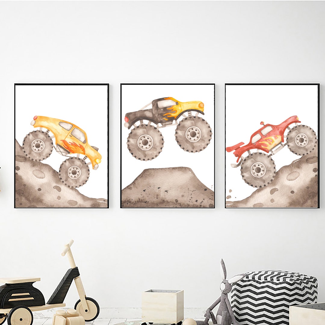 Monster Trucks Wall Art, Printable Wall Art, Digital Download, Trucks ...