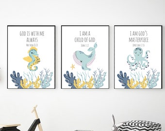 Ocean Themed Bible Verse Printable Wall Art Digital Download | Etsy