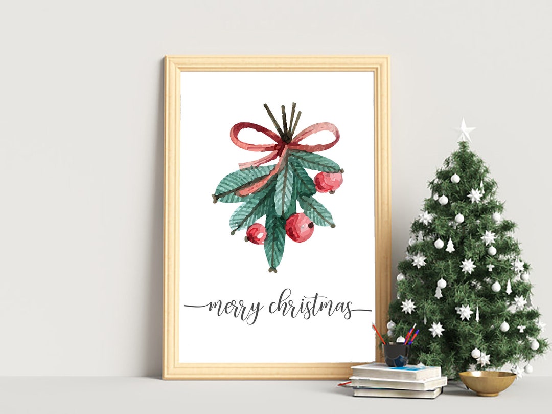 Merry Christmas Wall Art Digital Download Christmas Print - Etsy