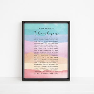 A Parents Thank You Printable Wall Art, Digital Download, Nursery ...