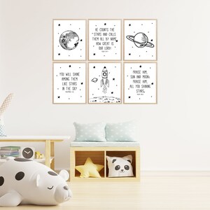 Black and White Outer Space Printable Wall Art Set, Digital Download ...