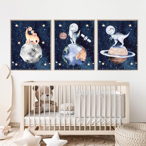 Dinosaurs in Outer Space Printable Wall Art, Digital Download, Outer ...