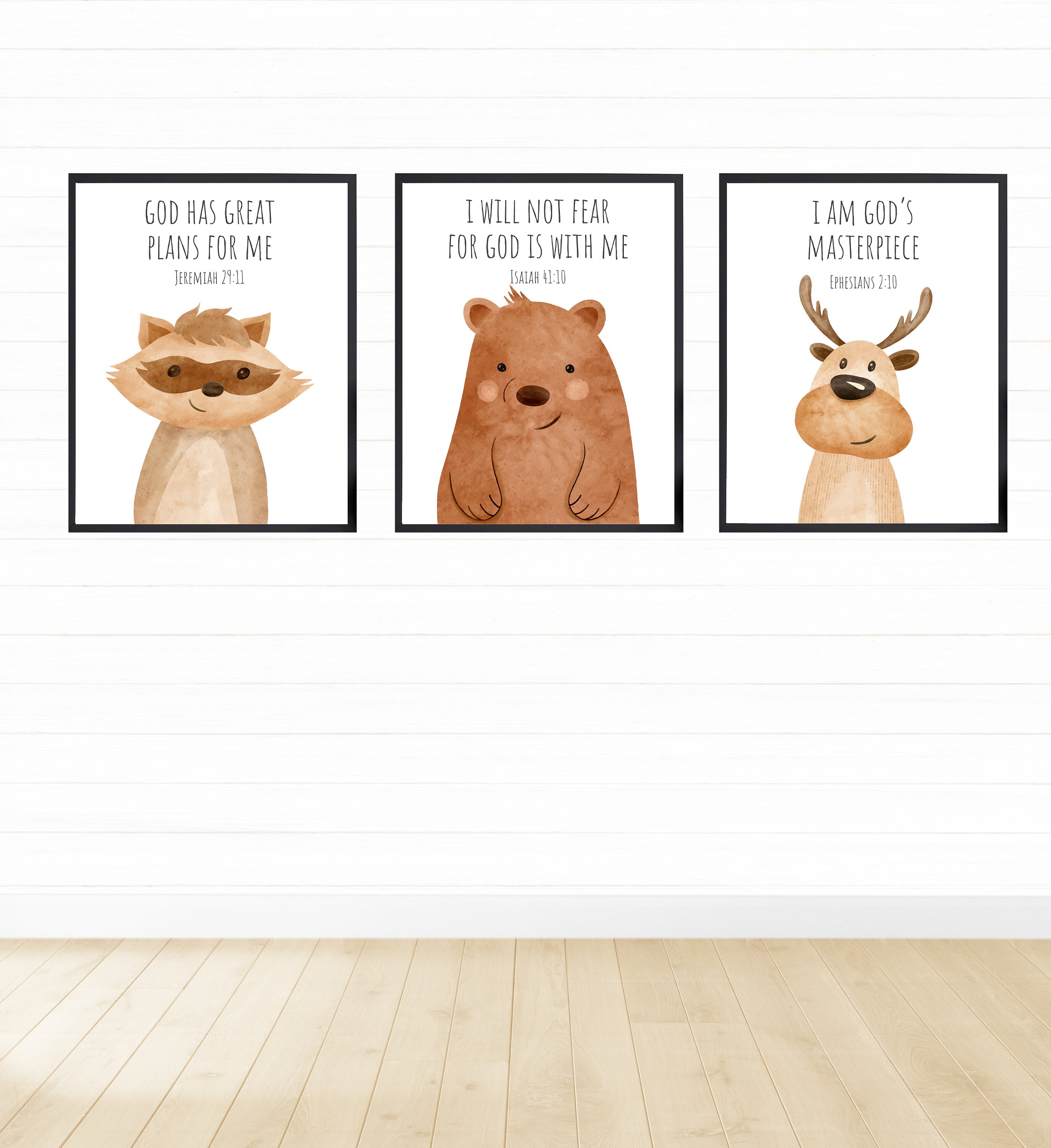 Woodland Animals With Bible Verse Printable Wall Art Digital | Etsy