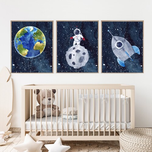 Space Rocket Printable Wall Art Space Nursery Decor Boy Room - Etsy