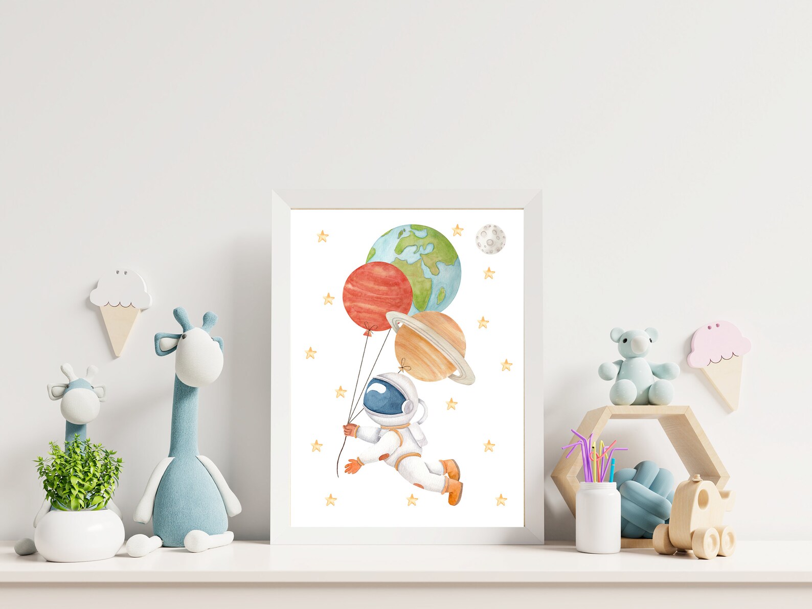 Watercolor Outer Space Printable Wall Art Set Digital - Etsy