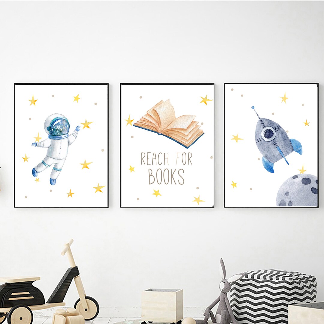 Reading Corner Printable Wall Art, Digital Download, Space Themed ...