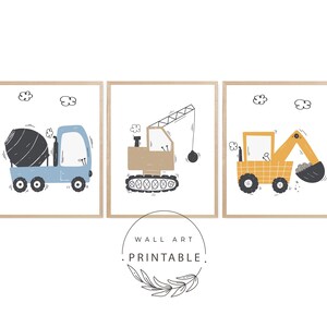 Construction Trucks Printable Wall Art, Digital Download Construction ...