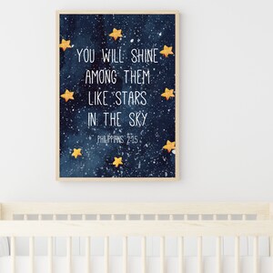 Outer Space Bible Verse Printable Wall Art , Philippians 2:15 Nursery ...