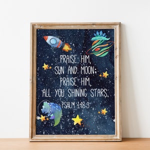 Outer Space Printable Wall Art With Bible Verses, Digital Download ...