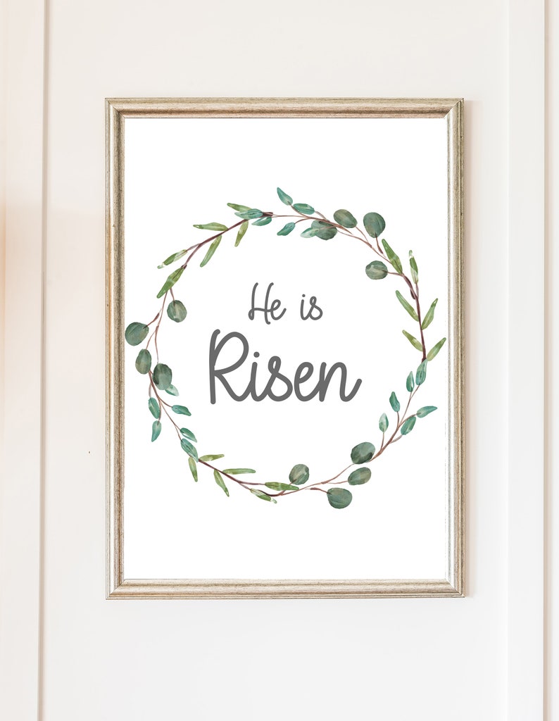 He is Risen Bible Verse Printable Wall Art Digital Download | Etsy
