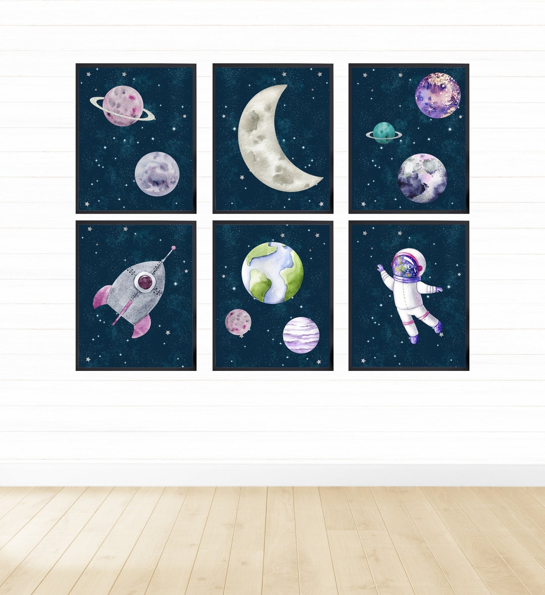 Girls Space Printable Wall Art, Space Themed Nursery, Space Prints ...