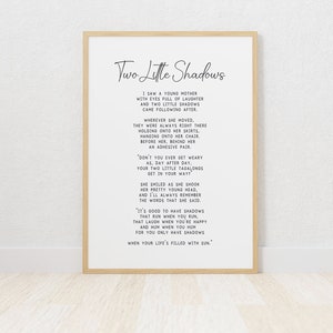 Two Little Shadows Mom Poem Printable Wall Art, Poem for Mom, Mothers Day Poem, Mother Quote ...