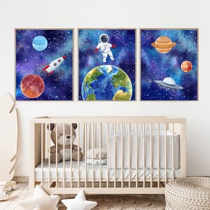 Set of 3 Outer Space Kids Wall Art, Digital Download, Printable Wall ...