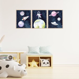 Girls Watercolor Outer Space Wall Art Digital Download - Etsy