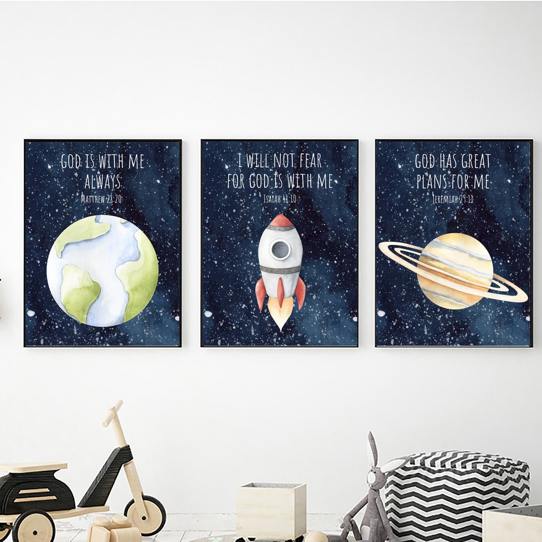Outer Space Printable Wall Art, Bible Verse Prints, Christian Nursery ...