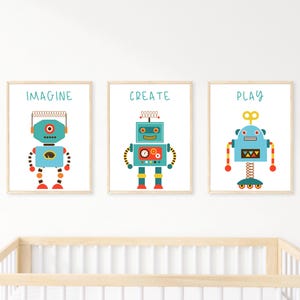 Robots Nursery Prints, Imagine Create Play, Boys Room Decor (digital ...