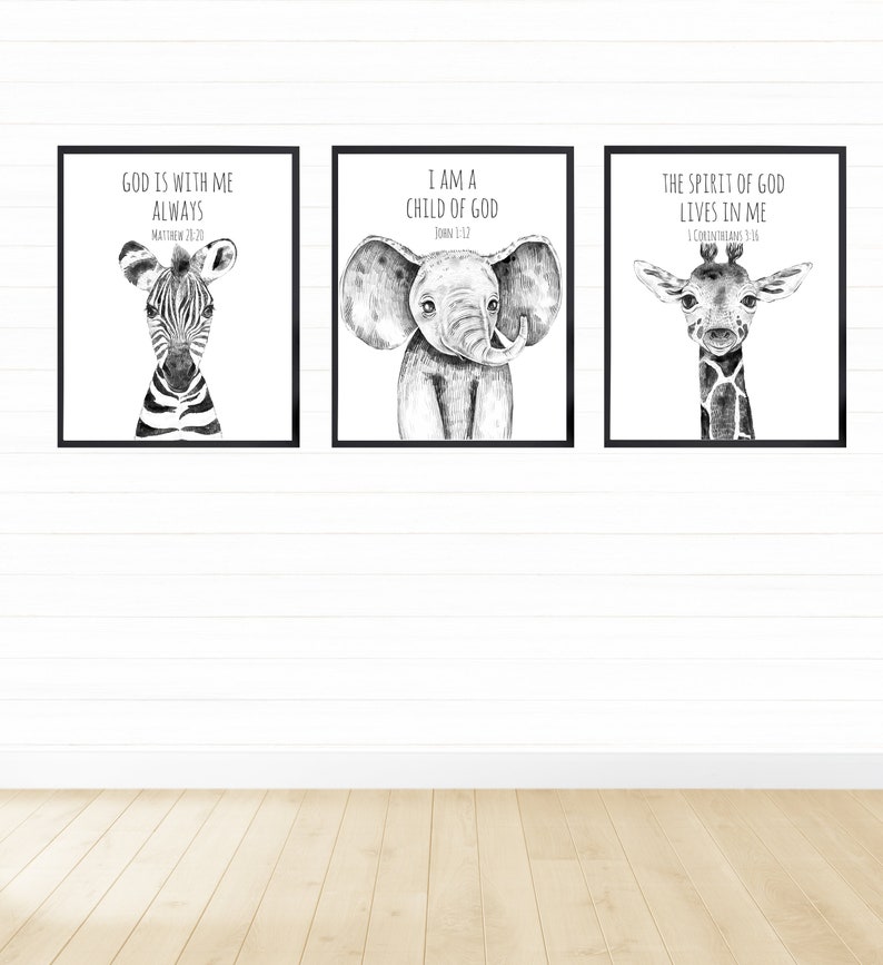 Animals Bible Verse Printable Wall Art Set Digital Download | Etsy