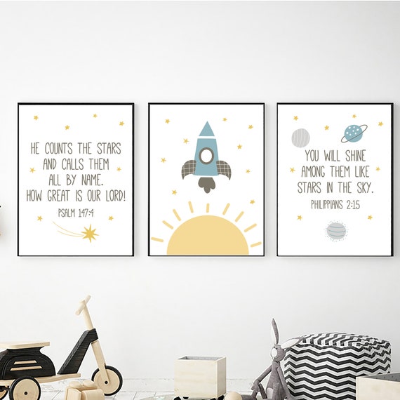 Space Wall Art With Bible Verse Printable Wall Art Digital - Etsy