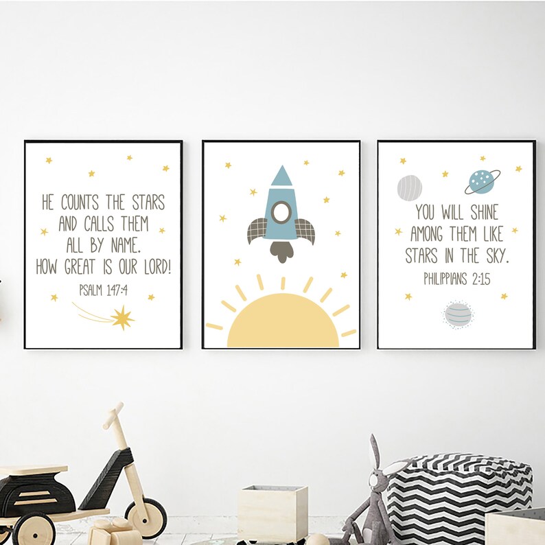 Space Wall Art With Bible Verse Printable Wall Art Digital - Etsy