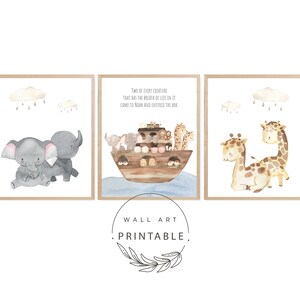 Noah's Ark Printable Wall Art Set of 3, Digital Download, Christian ...