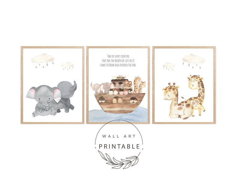 Noah's Ark Printable Wall Art Set of 3 Digital Download - Etsy
