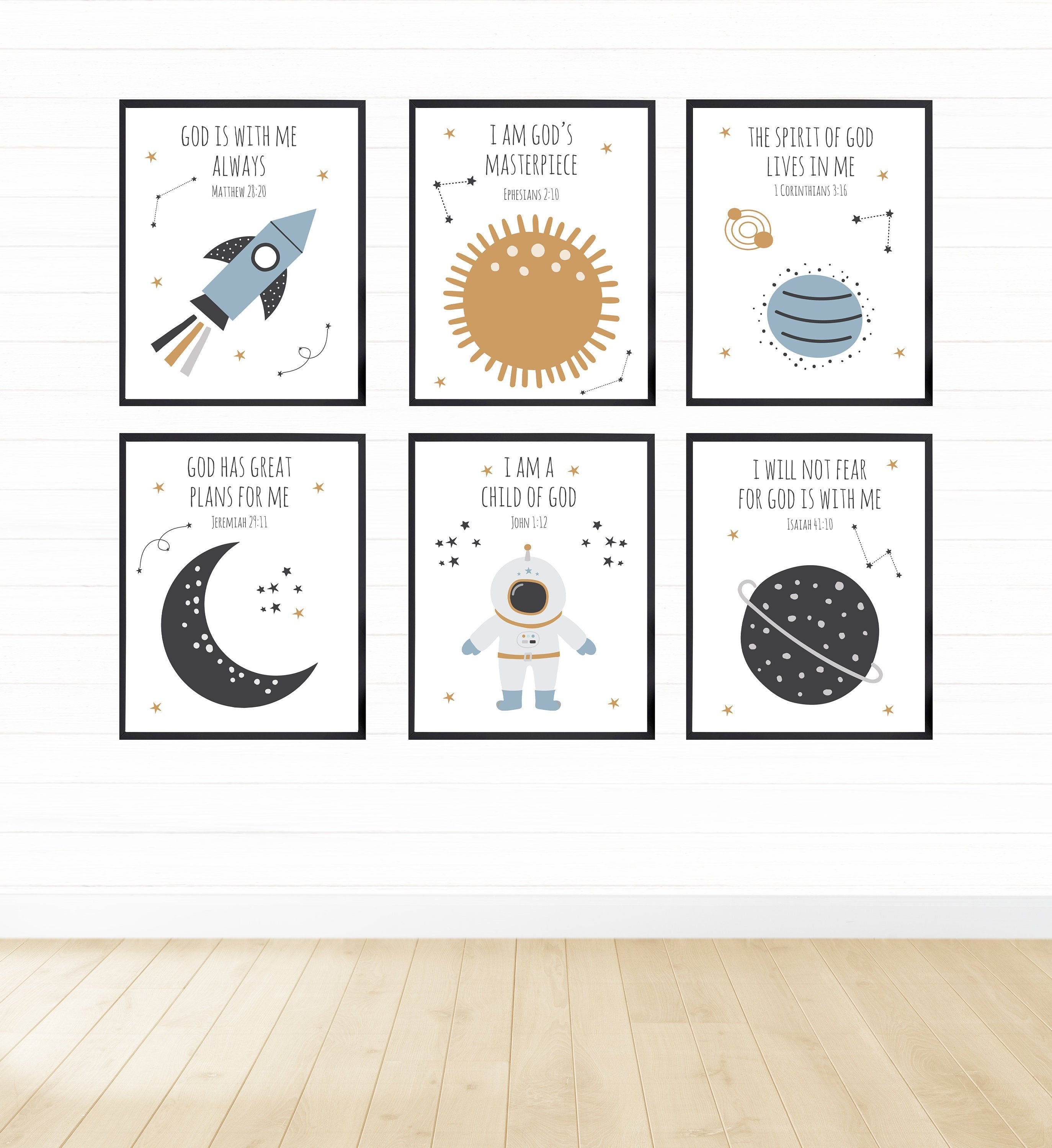 Space Bible Verse Nursery Wall Art: Printable Christian Scripture ...