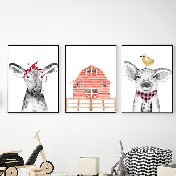 Farm Animals Wall Art Set for Nursery Decor Digital Download | Etsy