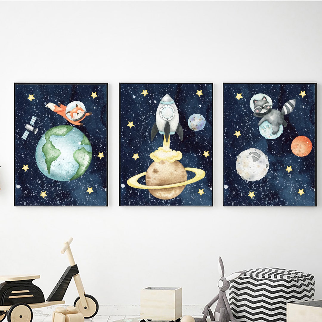 Set of 3 Printable Outer Space Wall Art, Digital Download, Printable ...