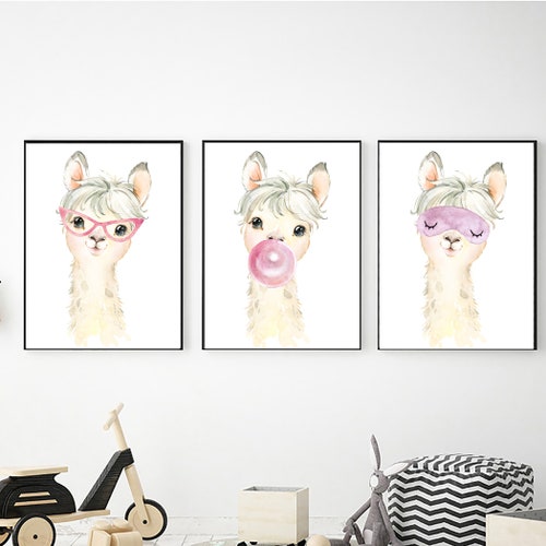 Set of 3 Llama Wall Art Printable Wall Art Digital Download | Etsy