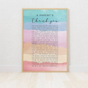 A Parents Thank You Printable Wall Art, Digital Download, Nursery ...