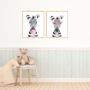 Printable Black and White Zebra Wall Art Set of 2 for Girls | Etsy