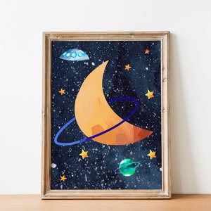 Set of 3 Watercolor Outer Space Wall Art Digital (Download Now) - Etsy