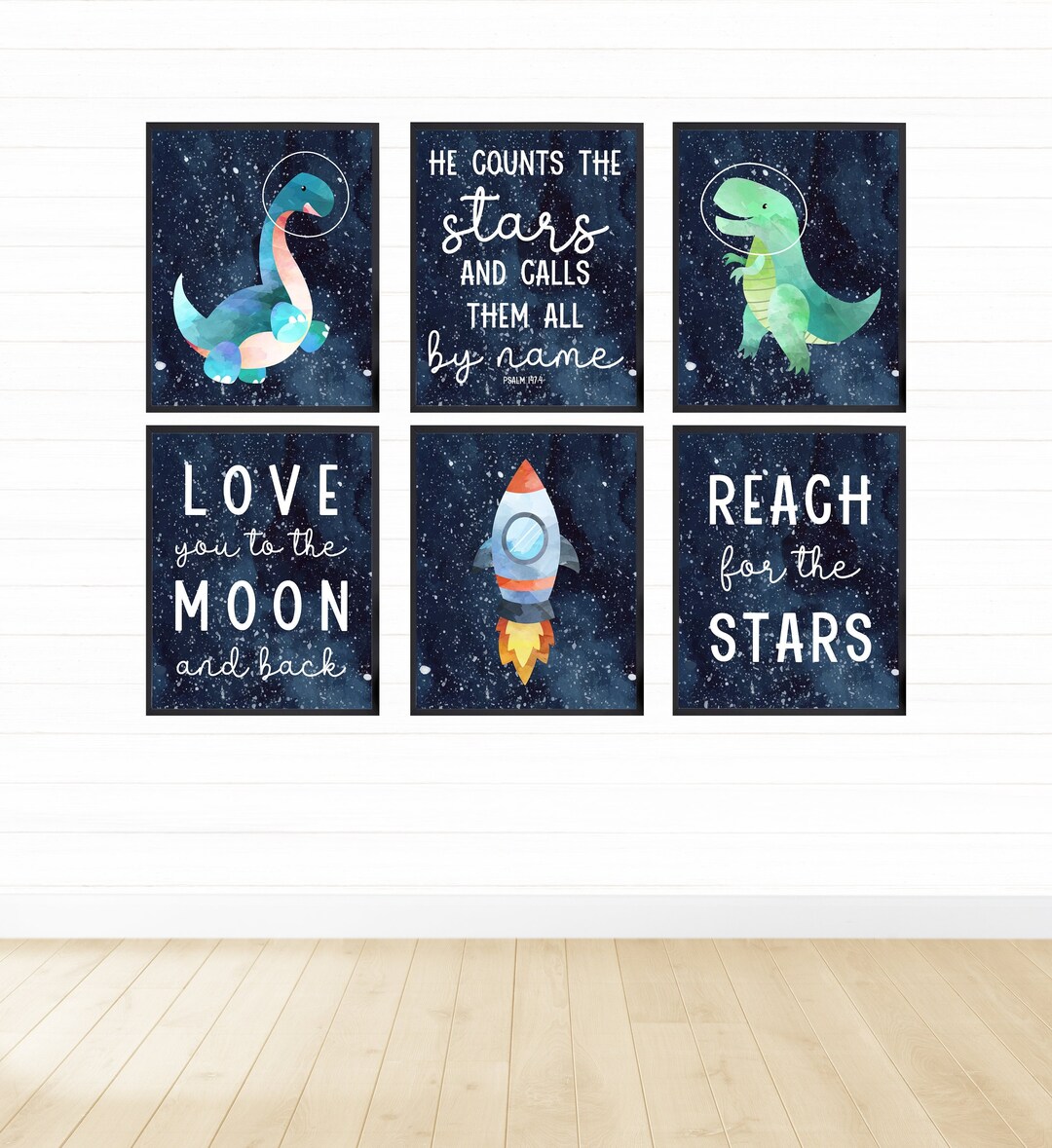 Dinosaurs Astronauts in Outer Space Wall Art, Printable Wall Art ...